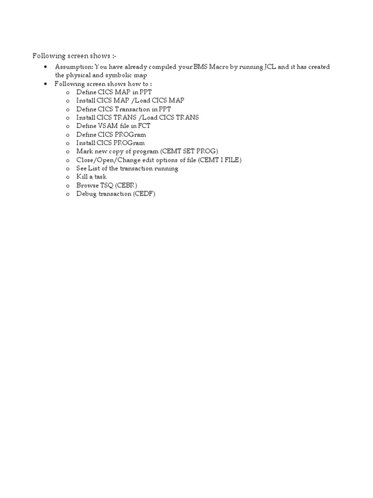 Cics Screens Ceda Cemt and All | PDF | Operating System Technology ...