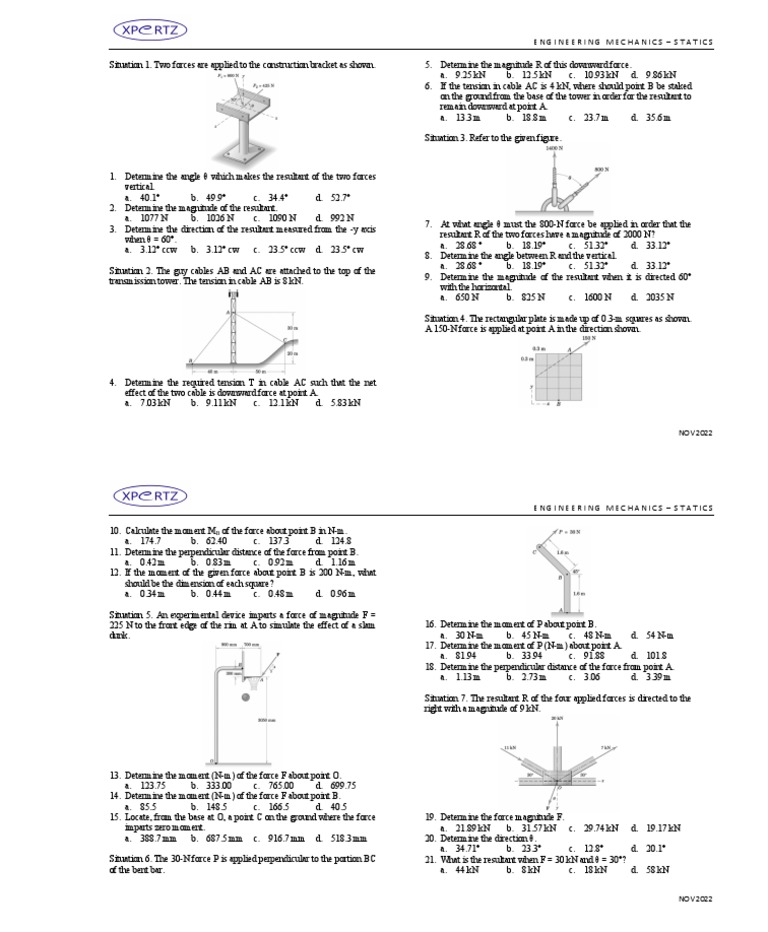 Statics 1 | PDF | Force | Angle