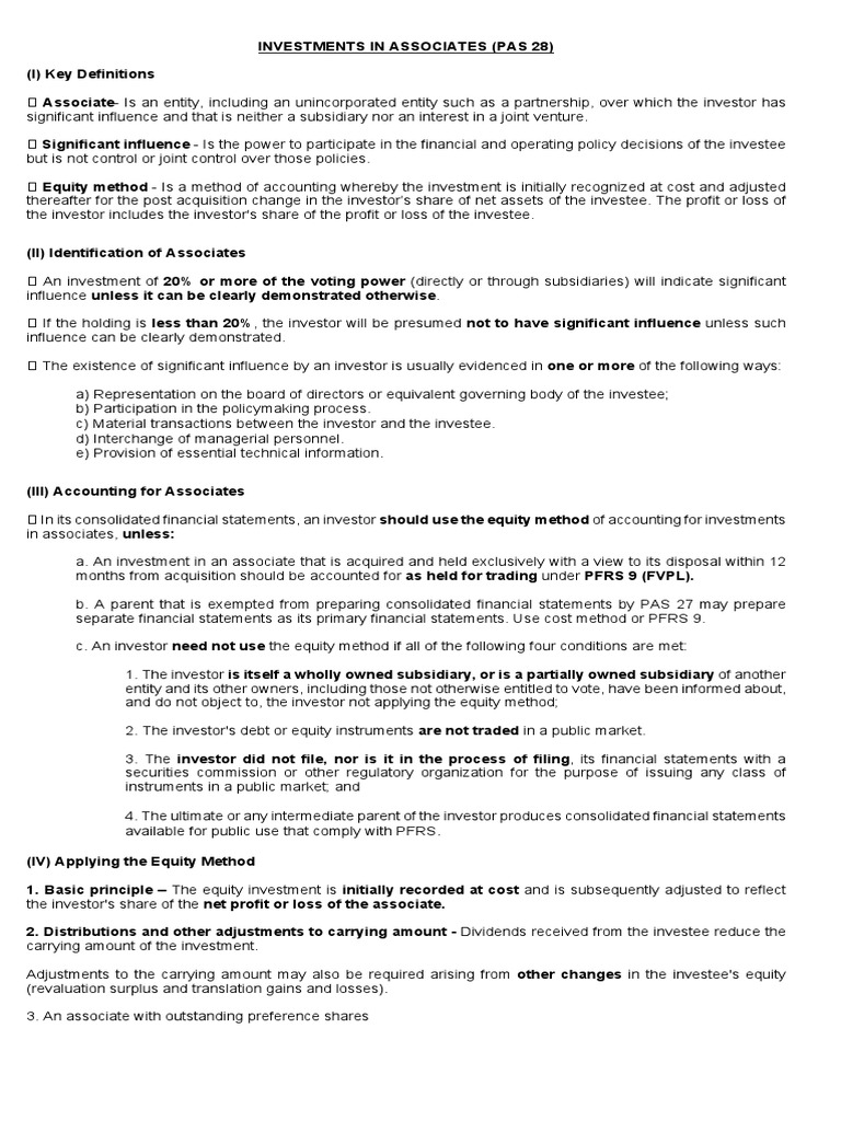 Equity Method for Associate Investments | PDF | Investing | Fair Value