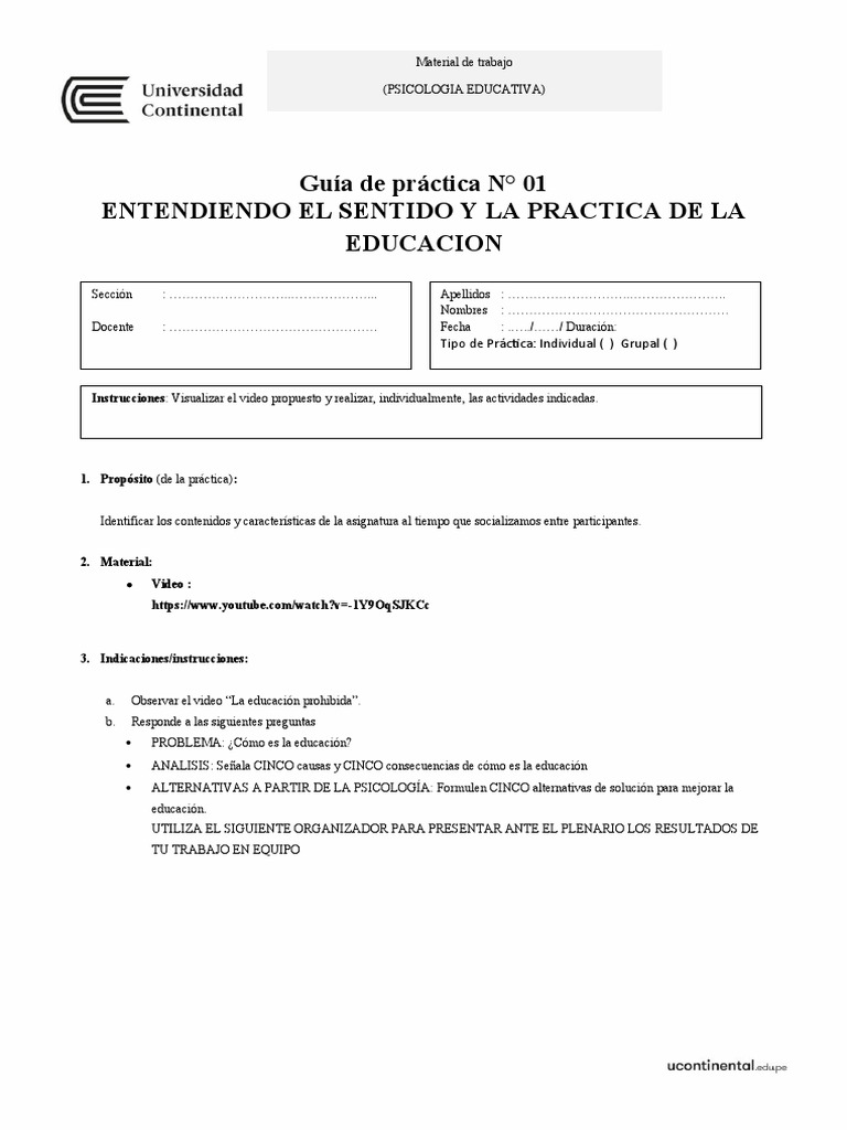 4 GUÍA PRÁCTICA 1RA SEM. VERSION VAPS | PDF | Aprendizaje | Cognición