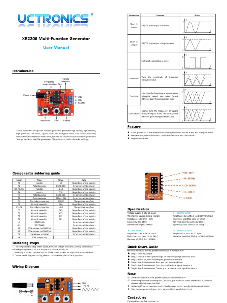 XR2206 Multi-Function Generator | PDF | Capacitor | Amplitude