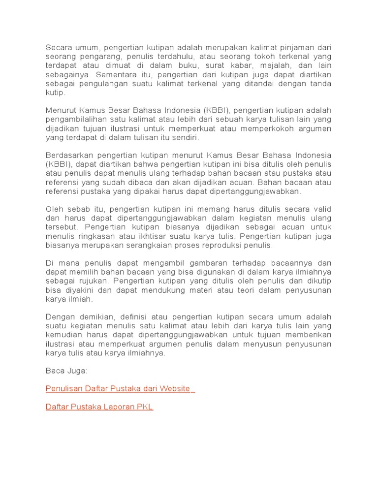 Pengertian dan Fungsi Kutipan | PDF