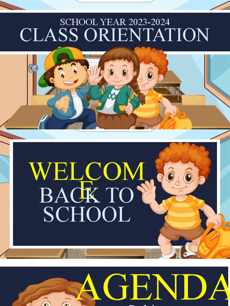 Colourful Illustrative Back to School Orientation Agenda Education ...