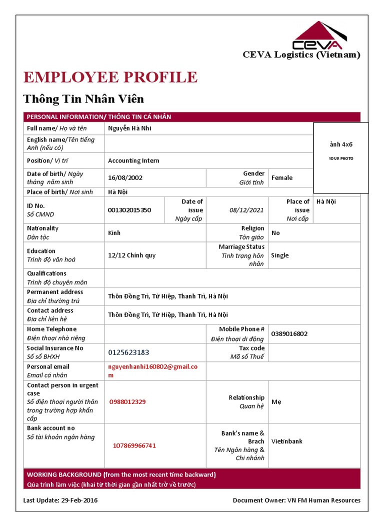 Onboarding - Employee's Profile | PDF