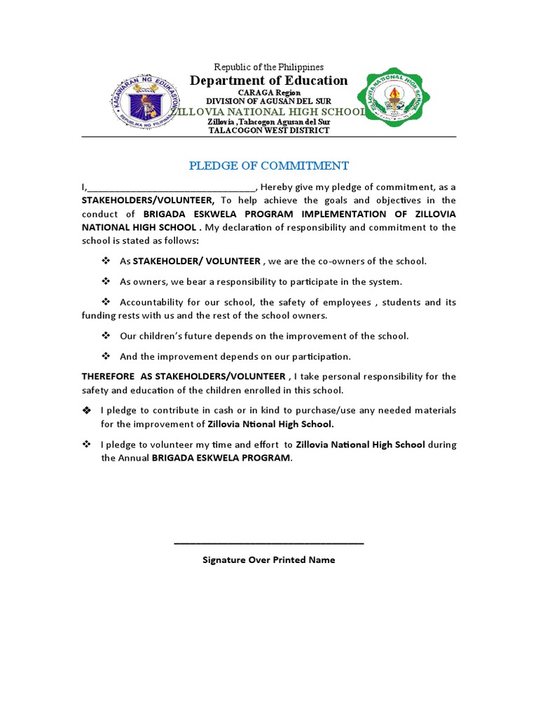 Pledge of Commitment | PDF