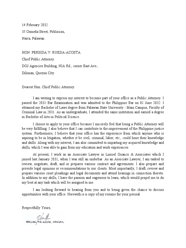 Application for Public Attorney Position | PDF | Career & Growth ...