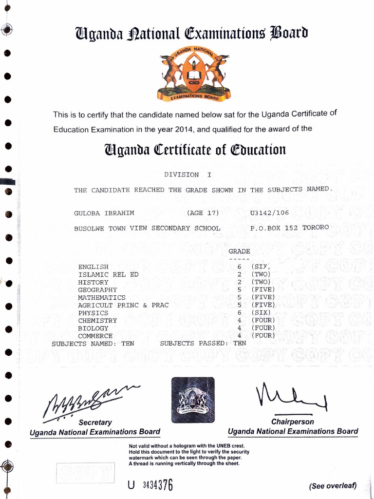 O'level Certificate | PDF