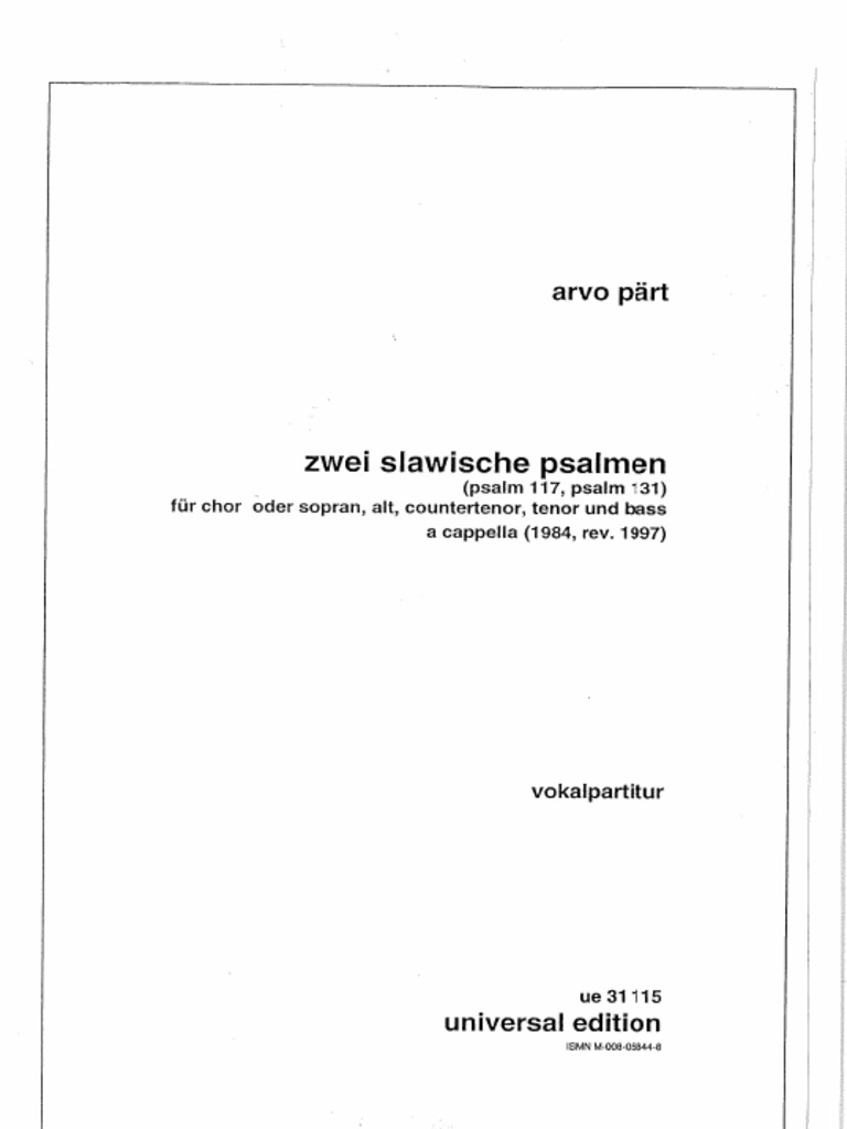 Pärt Slavische Psalmen | PDF