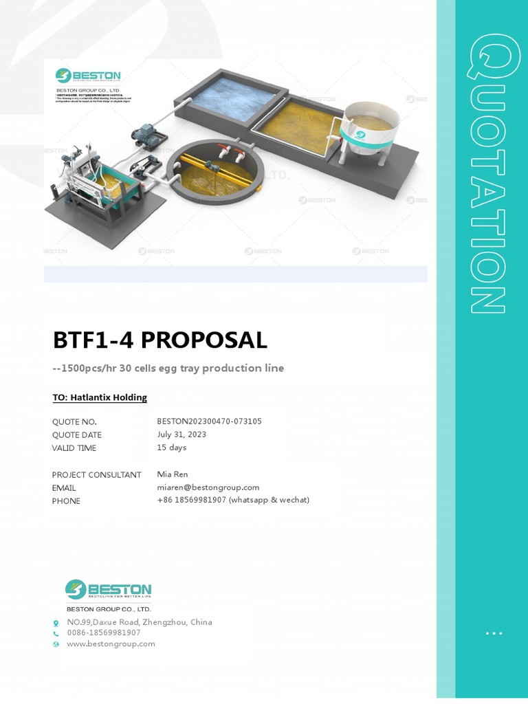 Proposal For BTF 1-4 Egg Tray and Egg Box Production Line | PDF