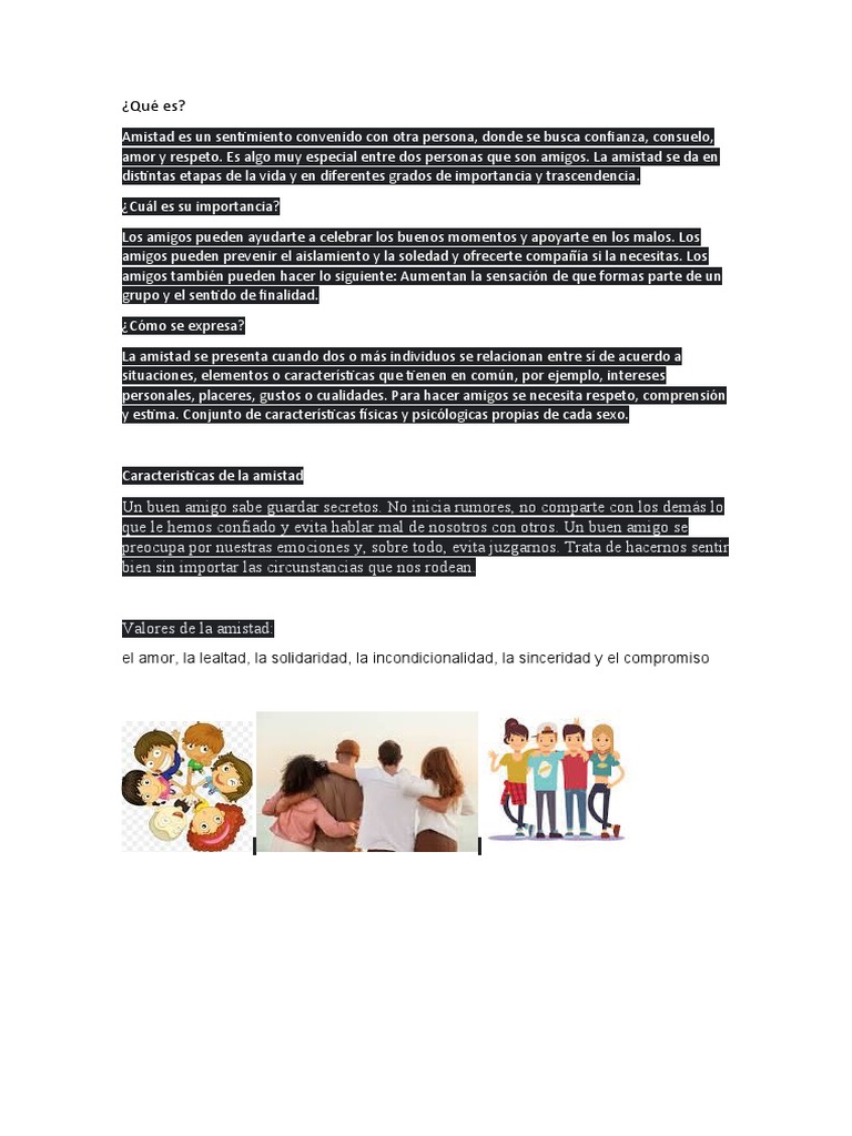 Importancia y características de la amistad | PDF