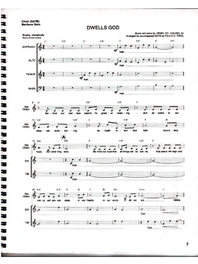Dwells God Aquino - SATB | PDF