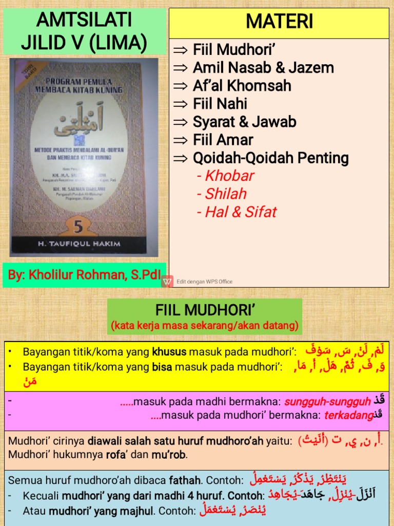 Materi Fiil Mudhori' Jilid 5 | PDF | Seni & Disiplin Bahasa