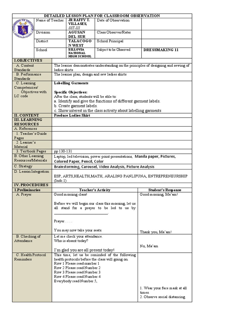 Lesson-Plan-For-Co2 - Tailoring | PDF