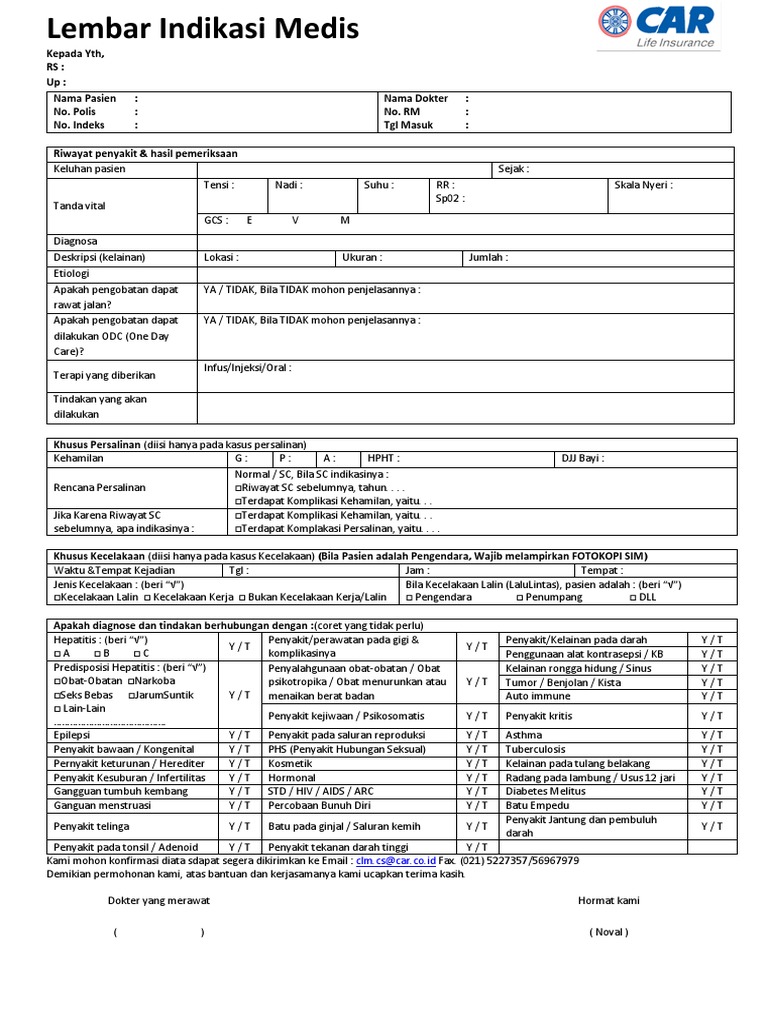 Lembar Medis Awal Pasien | PDF