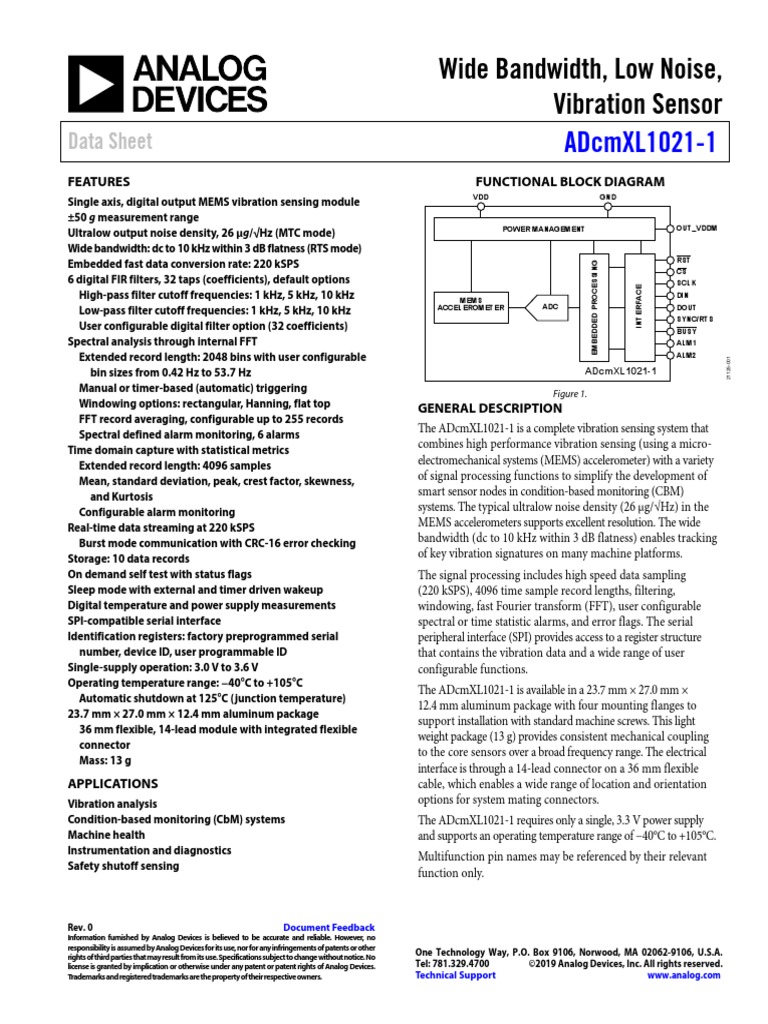 Adcmxl1021-1 - Sensor Analogic 1 Eixos FFT - Ideia de Fazer Do Acell Analog Um Digital Usando ...