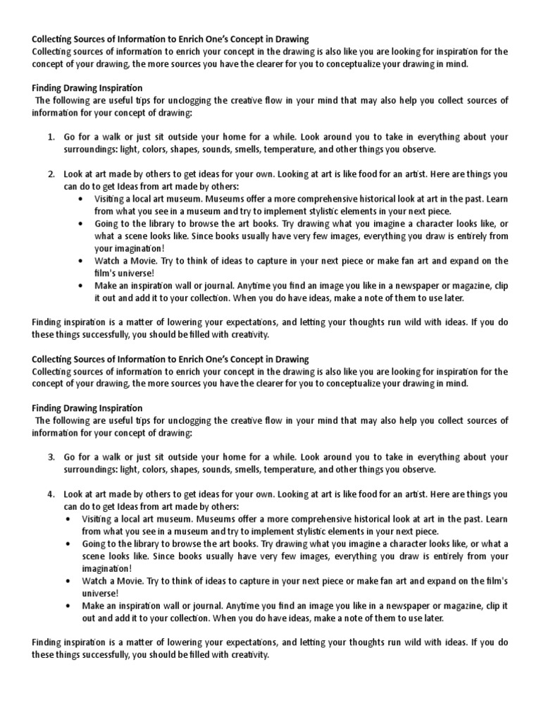 Collecting Sources of Information To Enrich One | PDF | Drawing | Concept