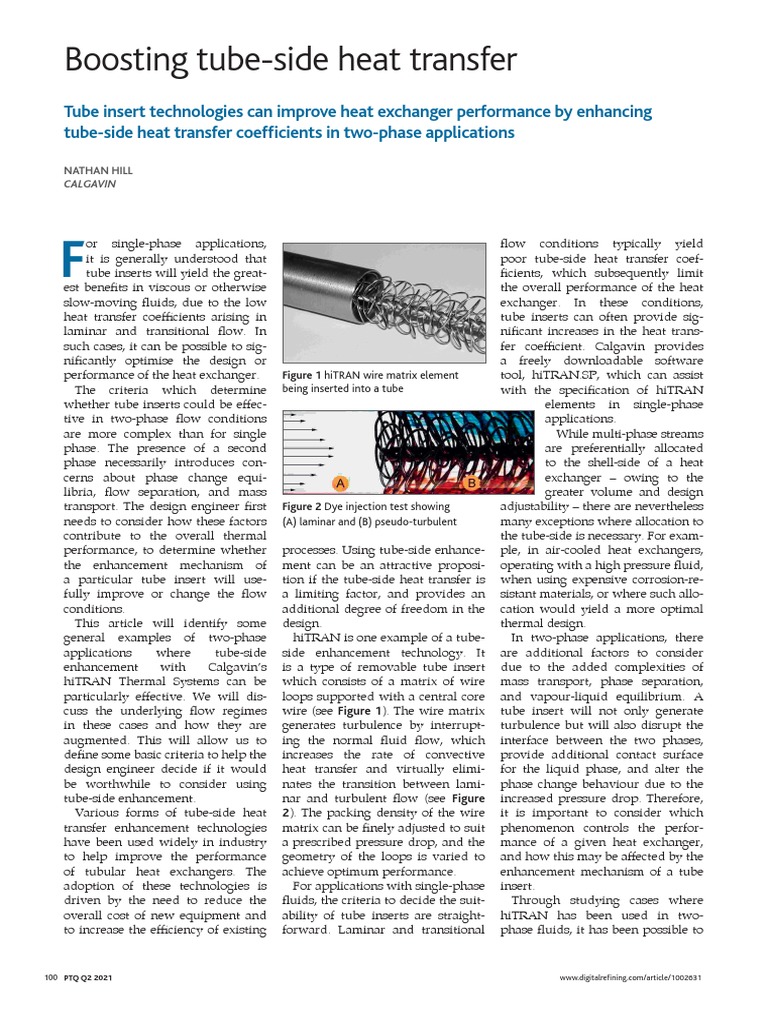 Article On Boosting-Tube-Side-Heat-Transfer Using Turbulators | PDF ...