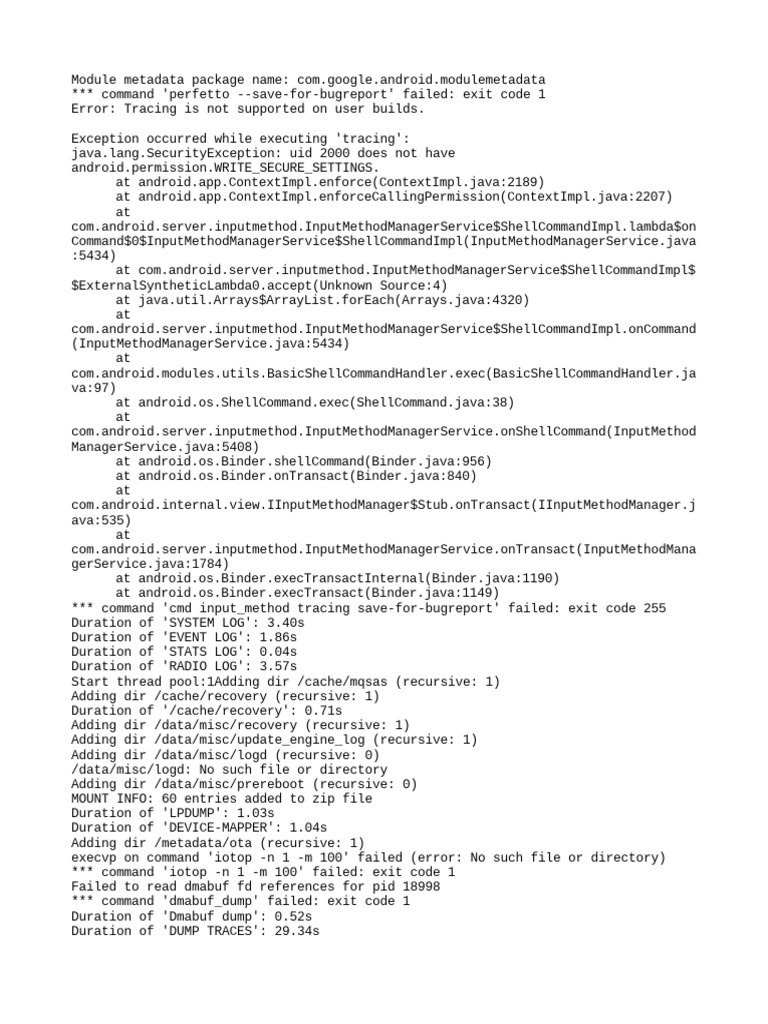 Bugreport Cannong Eea Sp1a210812016 2023 02 07 17 55 57 Dumpstate Log 19004 Pdf Java 