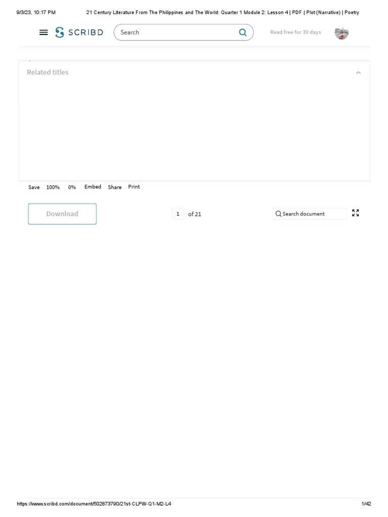 21 Century Literature From The Philippines and The World - Quarter 1 Module 2 - Lesson 4 - PDF ...