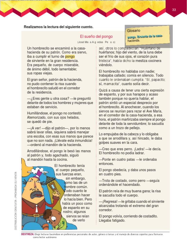 El Sueño Del Pongo - Autor José María Arguedas - Perú | PDF