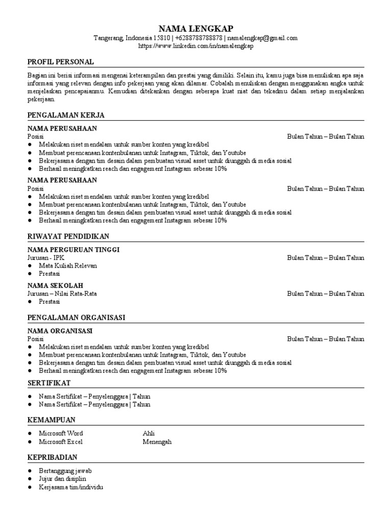 CV ATS Template | PDF