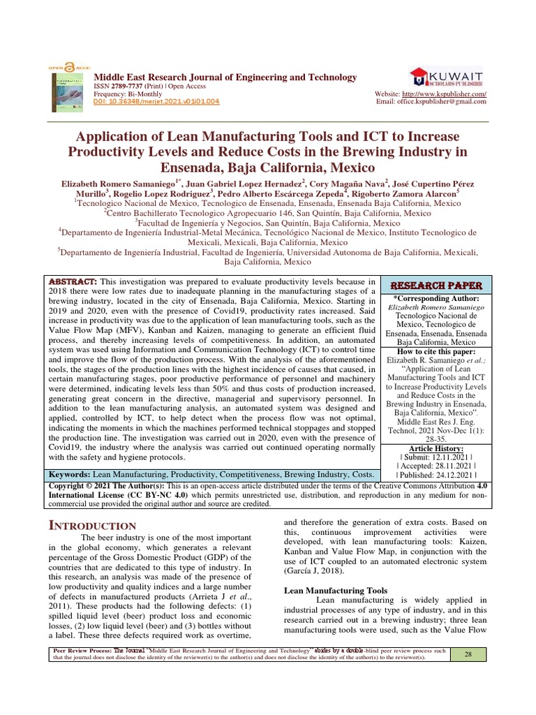Application of Lean Manufacturing Tools and ICT To Increase ...