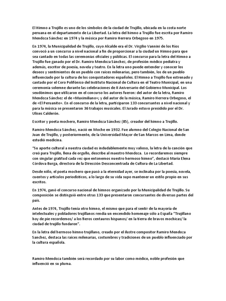 Himno A Trujillo | PDF