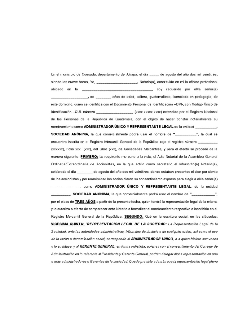Acta de Nombramiento | PDF