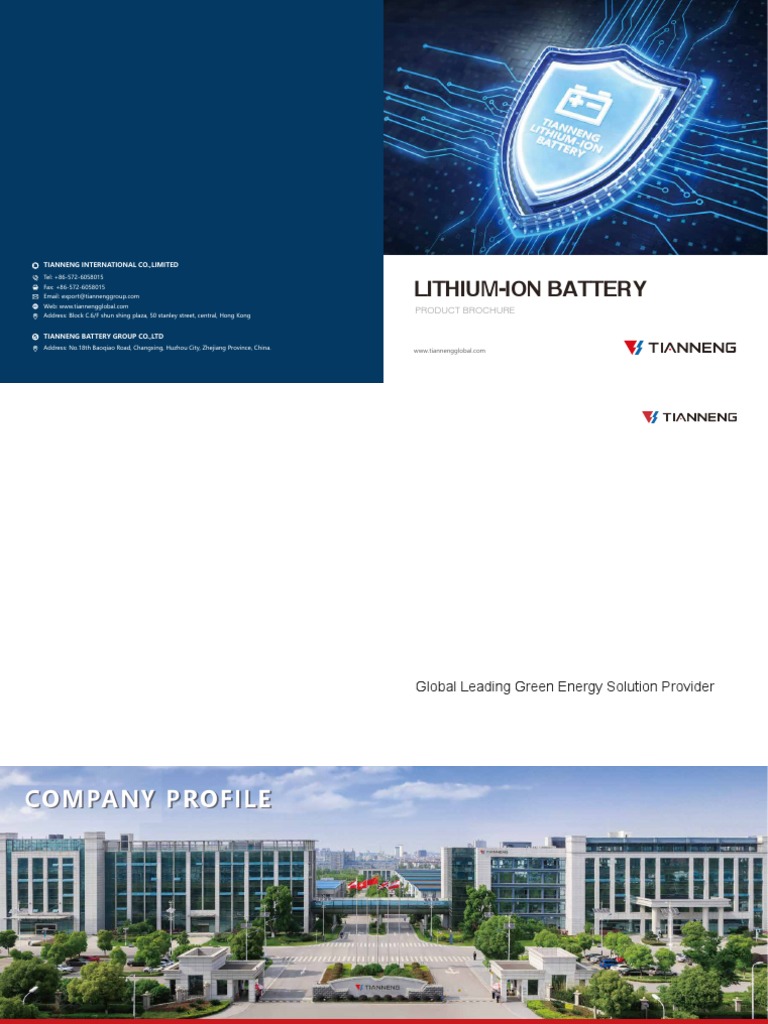 Tianneng Lithium-Ion Battery Catalogue | PDF | Lithium Ion Battery ...