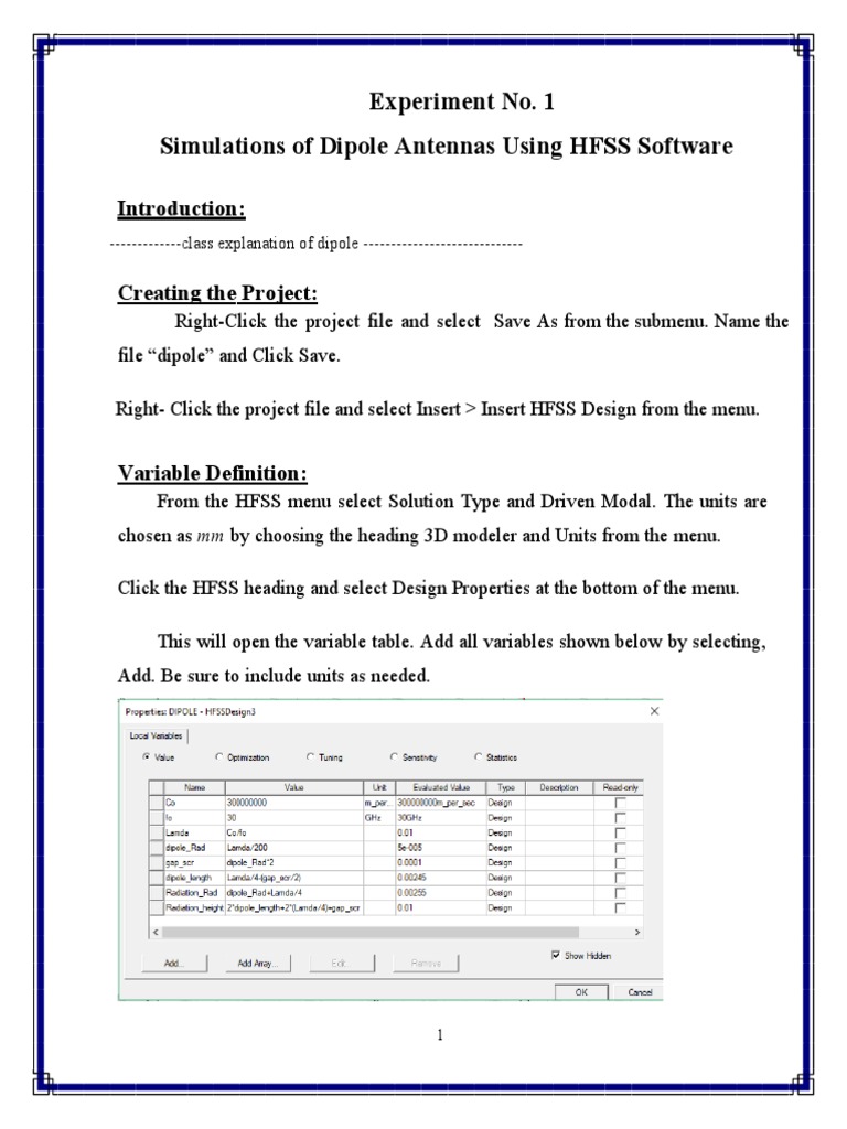 Dipole - Hfss 1 | PDF