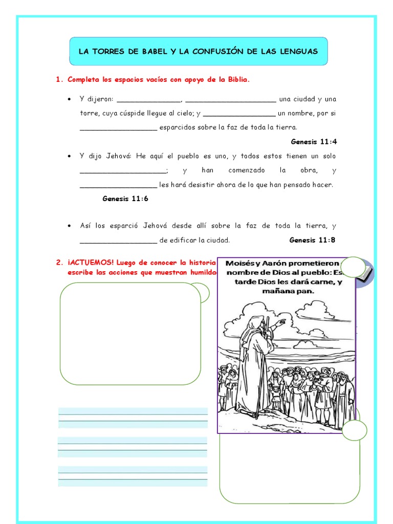 Actividades sobre la Torre de Babel | PDF | Creencia religiosa y doctrina