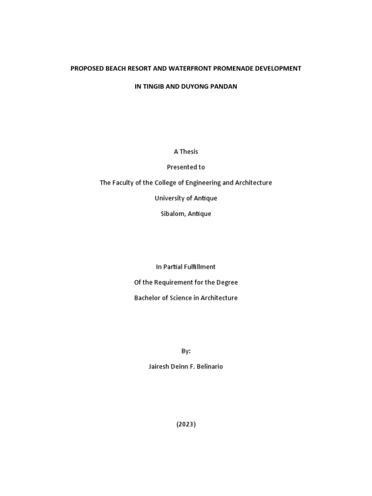 Proposed Development 0f Seaside Esplanade and Beach Resort at Duyong ...