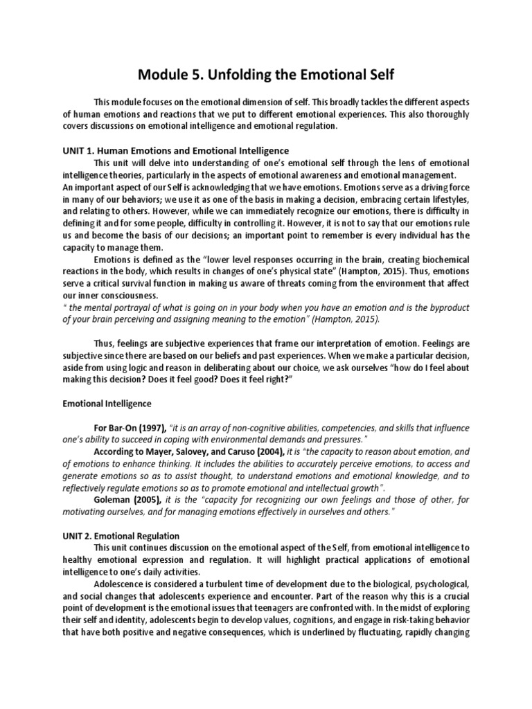 Module 5 | PDF | Emotions | Emotional Self Regulation