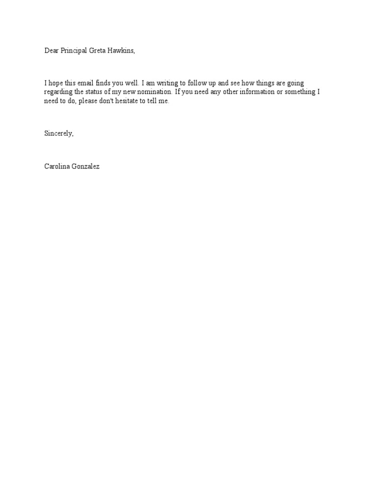Dear Principal Greta Hawkins | PDF