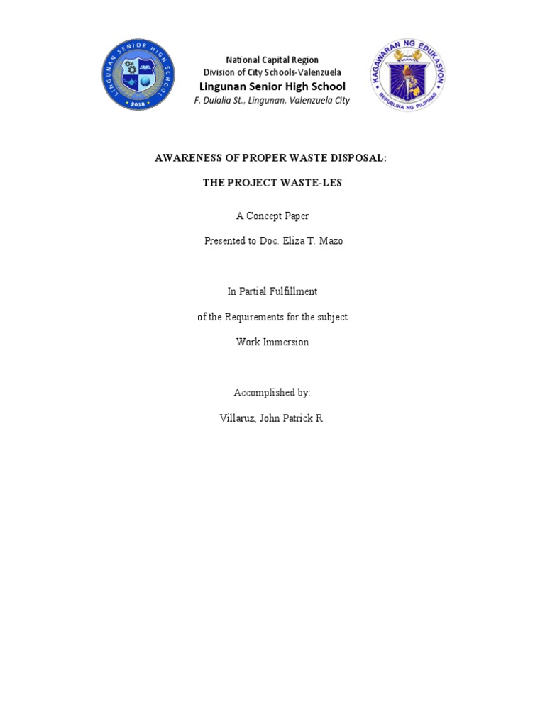 Concept-Paper-PROJECT-WATER-LES | PDF | Sustainability | Waste Management