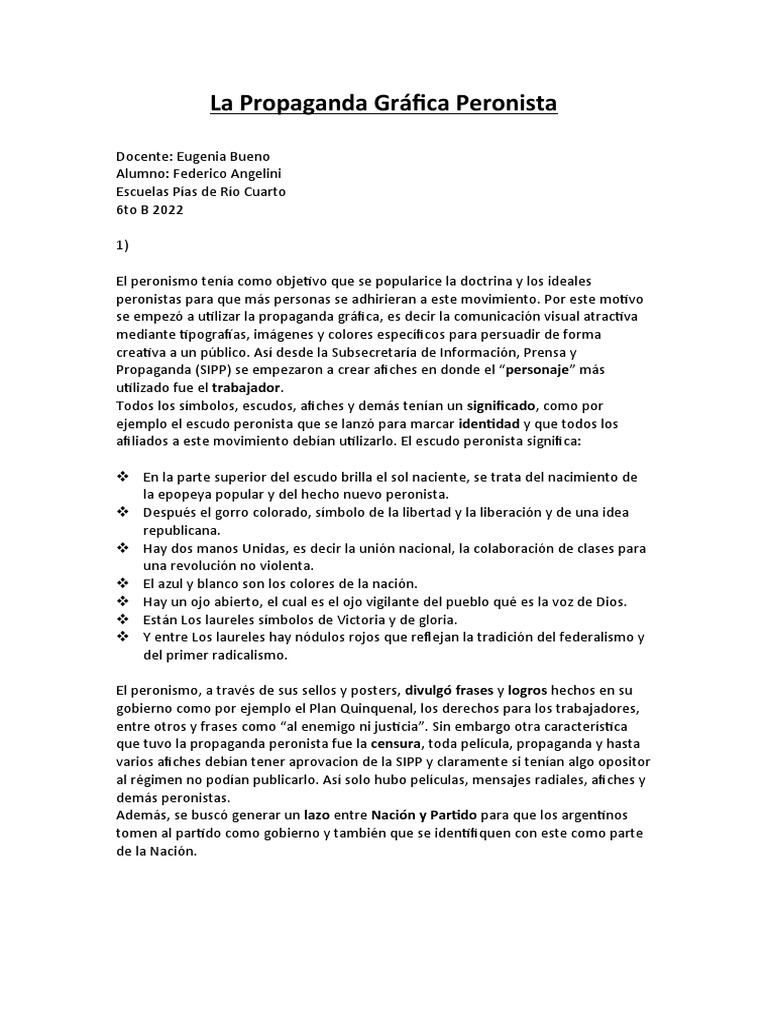 La Propaganda Gráfica Peronista (1) | PDF | Nación
