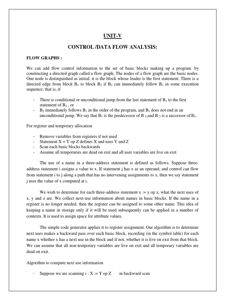 Unit-V Control /data Flow Analysis | PDF