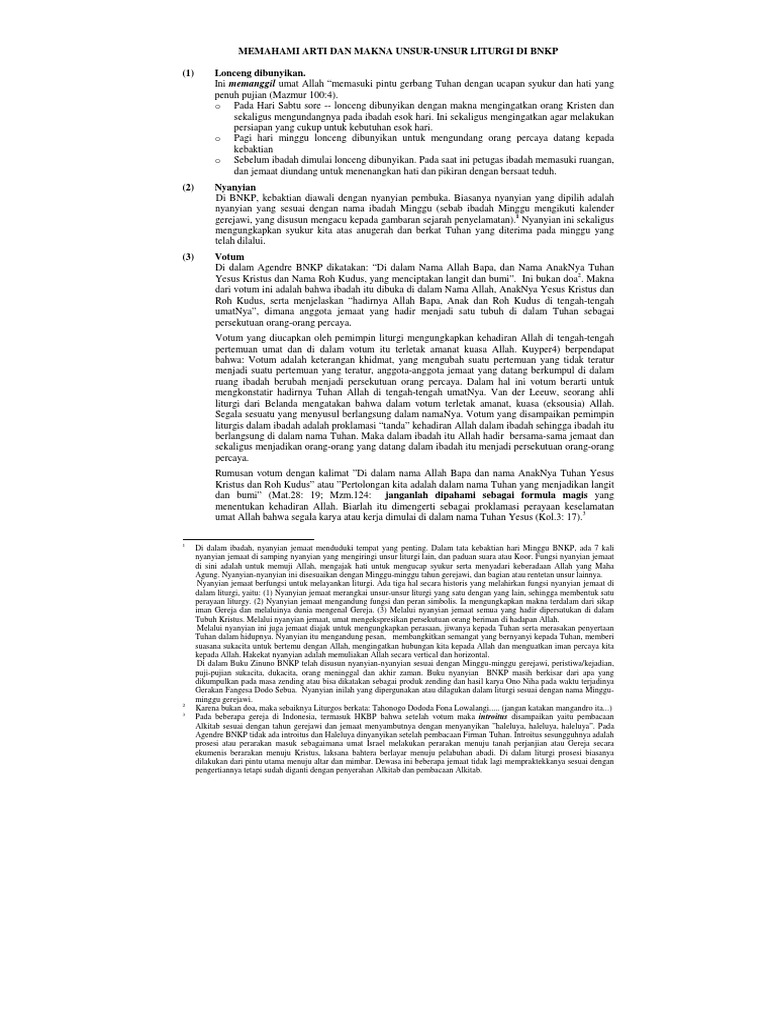 Arti Dan Makna Unsur Liturgi Di BNKP | PDF