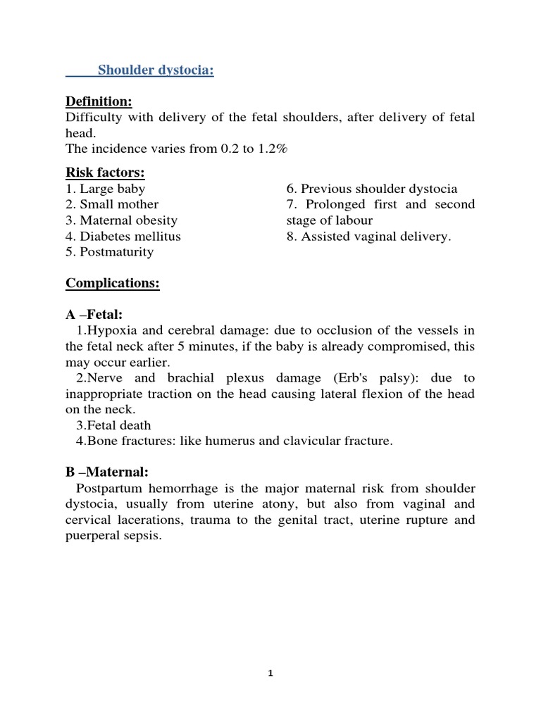 Shoulder Dystocia | PDF | Childbirth | Shoulder