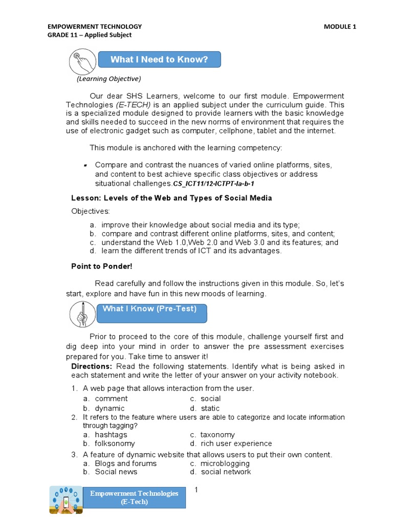 ETECH - Module-1 - LC. Compare and Contrast The Nuances Varied of Online Platforms | PDF | World ...