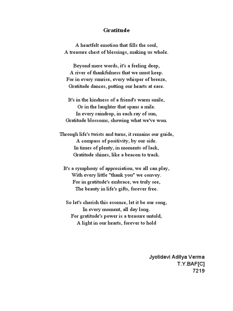 Gratitude Poem (Jyoti) | PDF