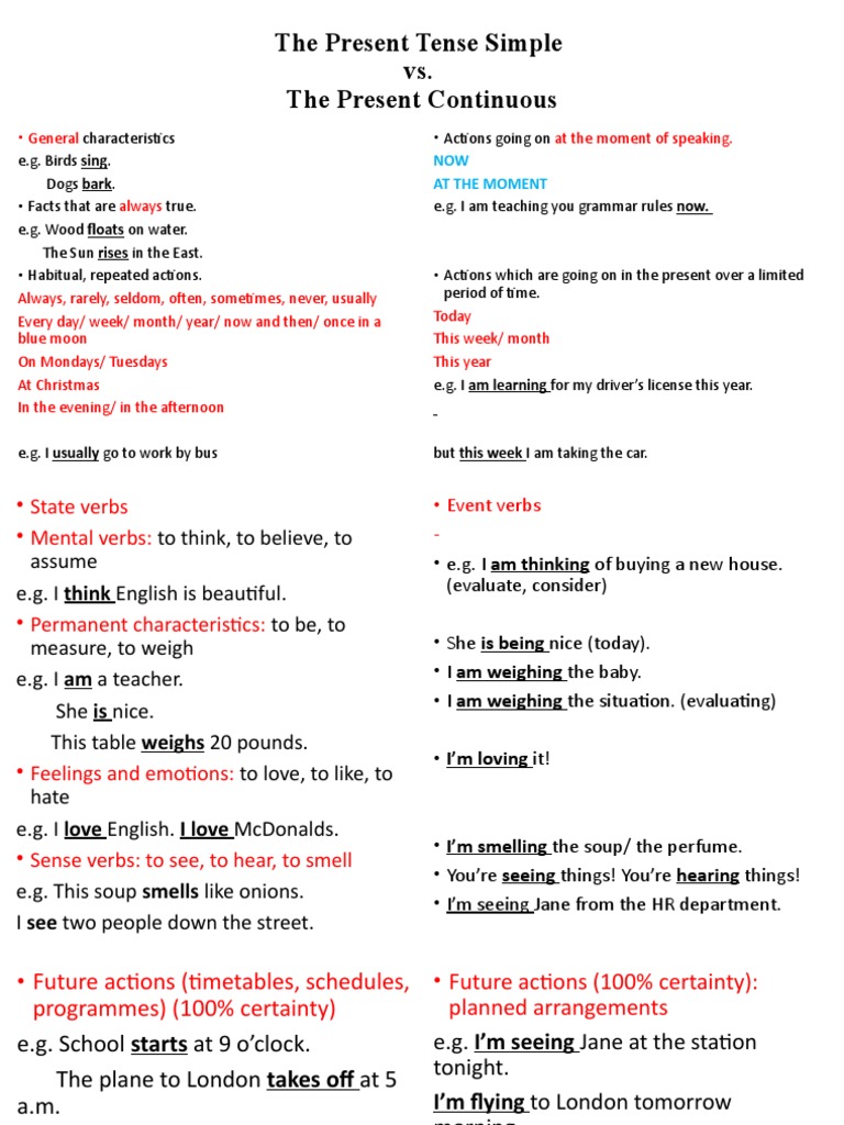 Present Simple Vs Present Continuous 21 | PDF | English Language | Linguistics