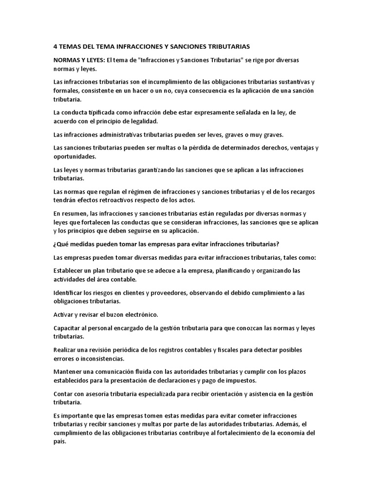 4 Temas Del Tema Infracciones y Sanciones Tributarias | PDF