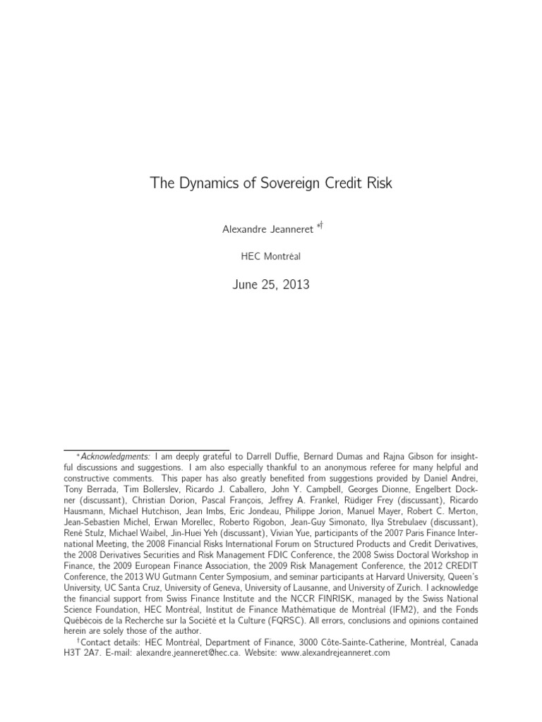 Sovereign Risk Model Based On Local Stock Market Prices | PDF ...