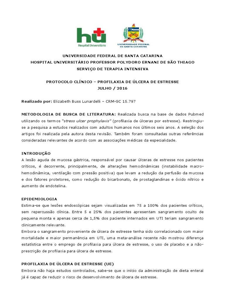 Protocolo Profilaxia LAMG 2016 | PDF | Unidade de Tratamento Intensivo ...