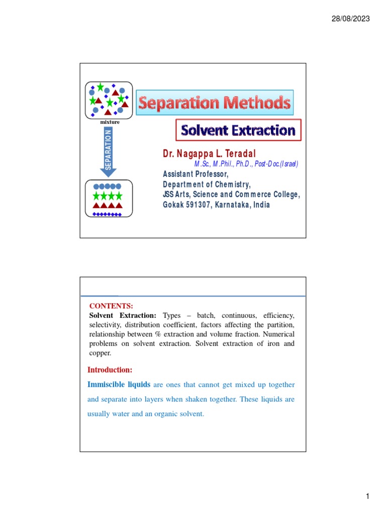 Unit-I_Solvent Extraction | PDF | Phase (Matter) | Water