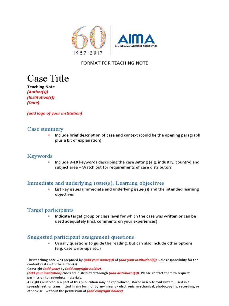 Teaching Note Template | PDF | Career & Growth