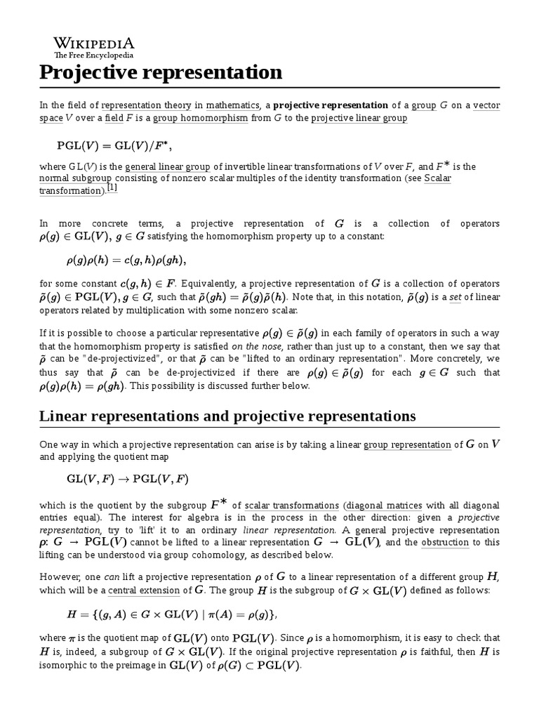 Projective Representation | PDF