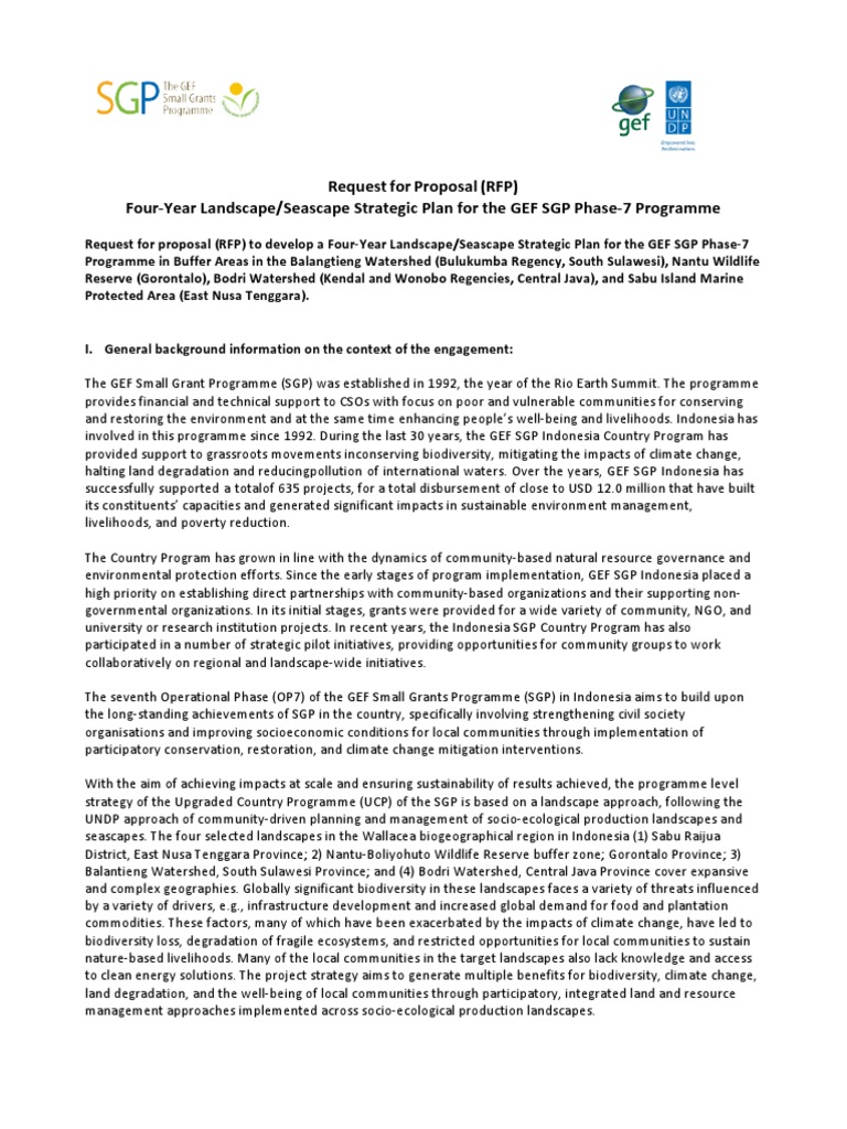 TOR - RFP - Strategic Grant For Strategic Phase Plan SGP Indonesia - SGP7 | PDF | Global ...