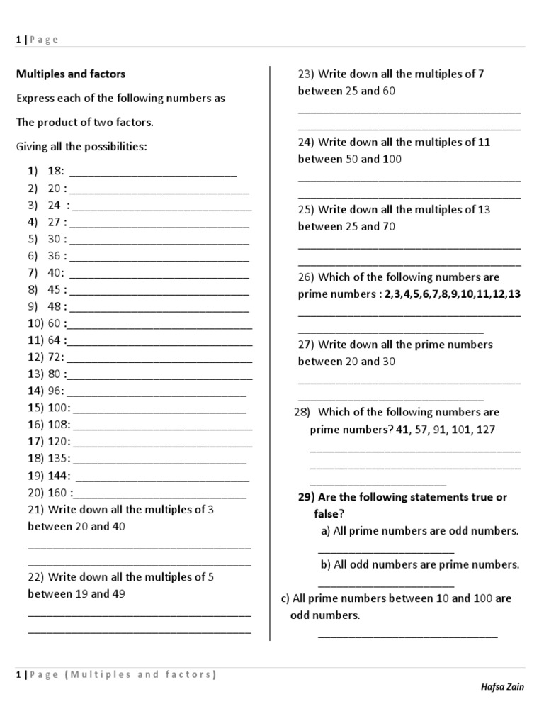 Multiples and Factors G7 | PDF | Teaching Methods & Materials